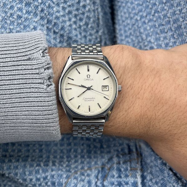 Mens Vintage Omega Seamaster Silver Tone Octagonal Dial Watch Quartz ...