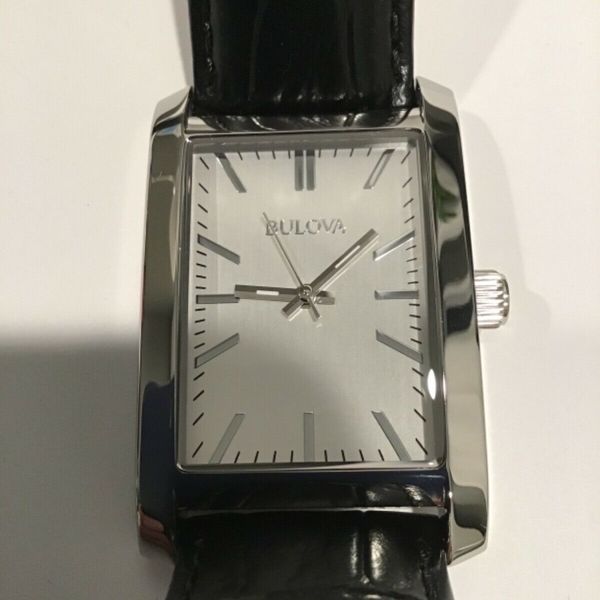 New Bulova Mens Rectangular Dress Watch 96A156 Corporate Collection ...