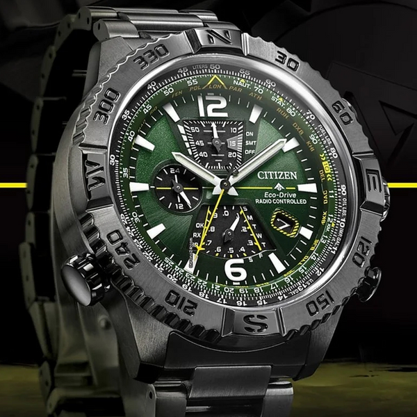 Citizen Promaster Navihawk A-T Green Dial Eco-Drive Men's Watch AT8227 ...