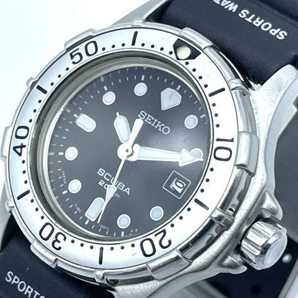 SEIKO Ladies Diver Watch SCUBA 200ï½ Black Dial Quartz 7N85-0010 ...