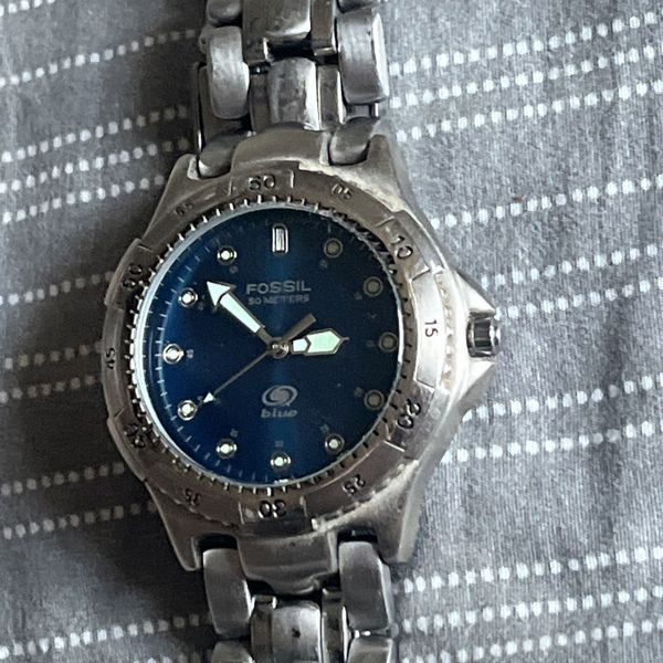Fossil Mens Diver Watch 39mm Deep Blue Dial Stainless Steel, needs ...