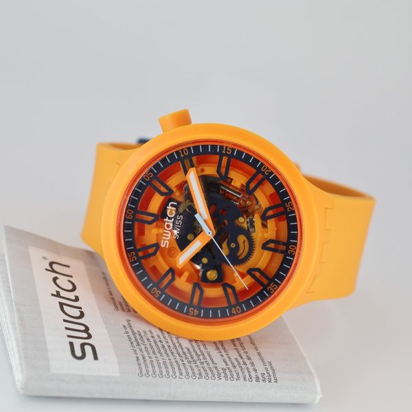 New Rare Limited Swiss Swatch Watch FRESH ORANGE BIG BOLD SB01O101 47MM ...