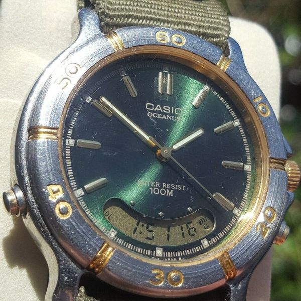 90's Vintage Casio OCEANUS AW-502 388 Diver Ana-Digi 100m Mens Watch ...