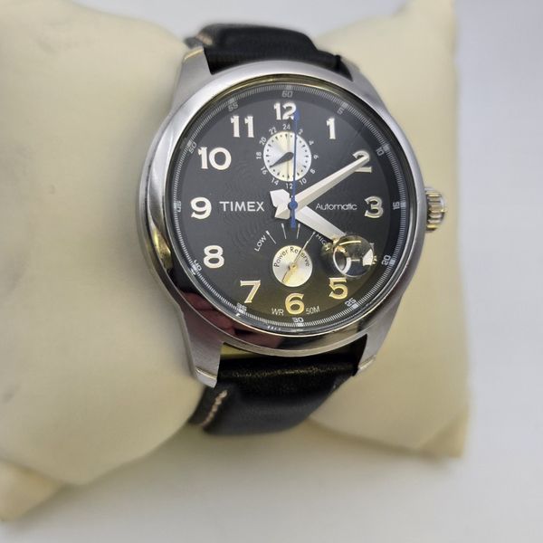 Timex T2D931 Automatic Power Reserve Watch â Leather Strap, Stainless ...