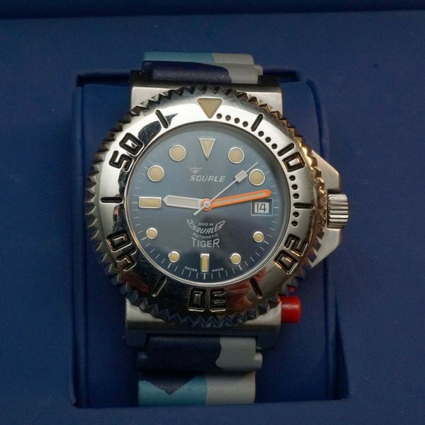 Squale Tiger 064 Swiss Automatic Watch ETA2892 Mesh Bracelet and Blue ...