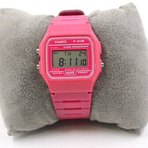 CASIO F-91W Pink Alarm Chronograph Classic Digital Quartz Wristwatch ...