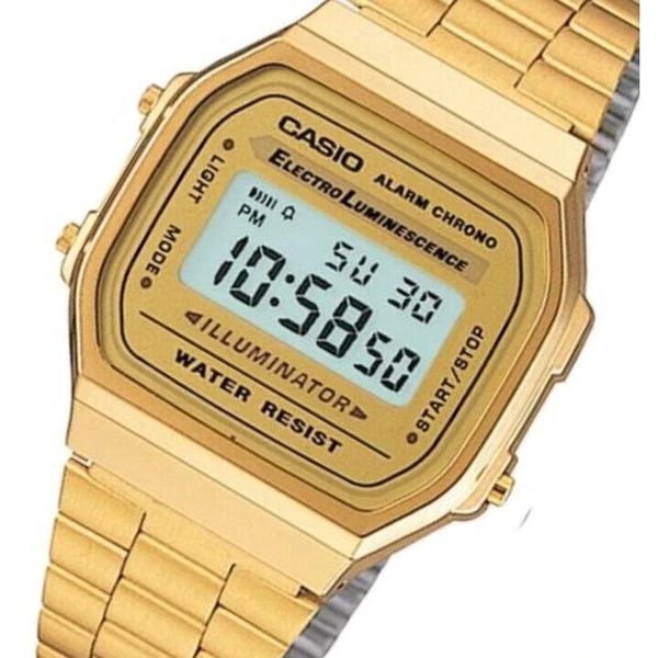 Casio A168W Gold Alarm Chrono, men, Women Au stock, illuminator Watch ...