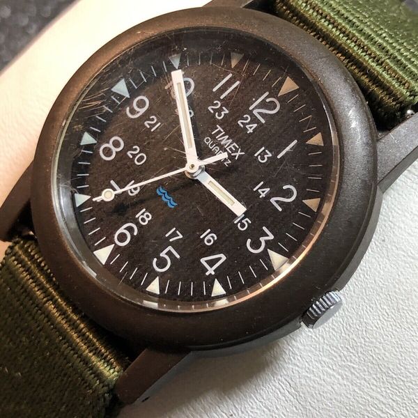 Vintage Timex MacGyver Camper Military Menâ s Brown Field Watch New ...