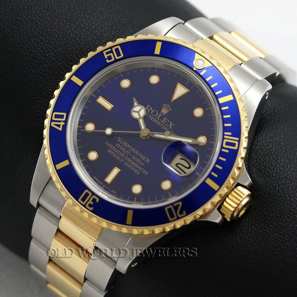 Rolex Submariner 16803 Blue Dial/Bezel Stainless Steel 18K Gold w/Box ...