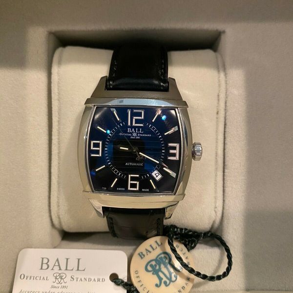 Ball Conductor Transcendent II Automatic Men's Black Leather Watch ...