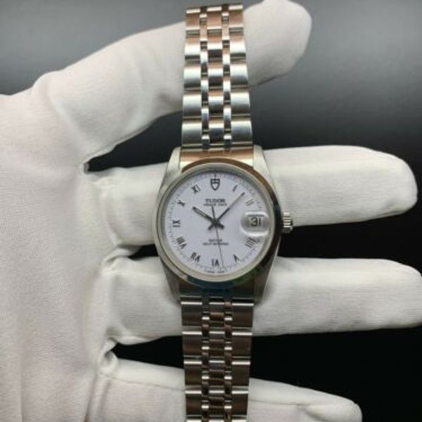 Almost NOS Tudor Prince Date 74000 White Roman Full Bracelte Full Set ...