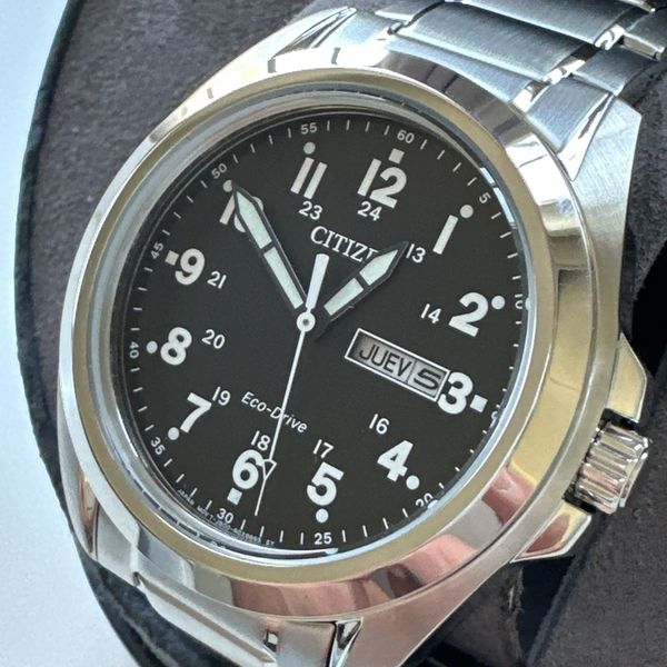 Citizen Eco-Drive Men's Date and Day Window Black Dial 43mm Watch ...