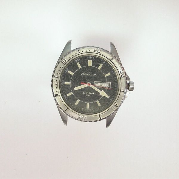 Relógio de mergulho Gents 38mm SS mostrador preto Hamilton Sea Hawk 200 ...