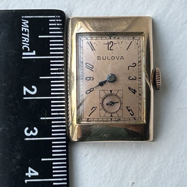 Art Deco 8AE Bulova 17 Jewel 14k Gold Filled Tank Wristwatch Watch RUNS ...