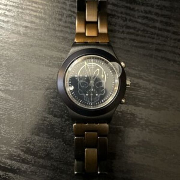SWATCH IRONY CHRONO 2011 - SVCF4001AG - Full-Blooded BLACK SKULL ...
