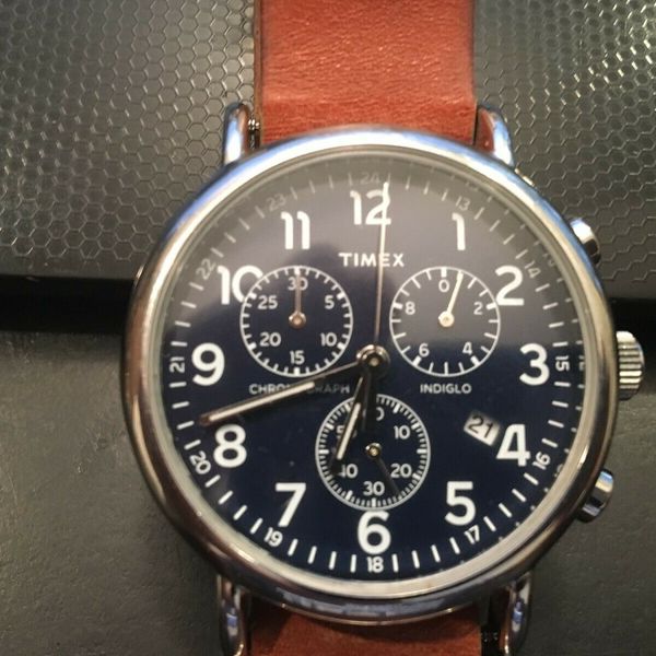 Timex Weekender Chronograph, 40mm, Leather Strap Band, New Battery ...