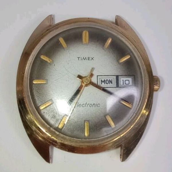 1973 TIMEX Electronic Men's Wristwatch Goldtone Brown Dial - NO BAND ...