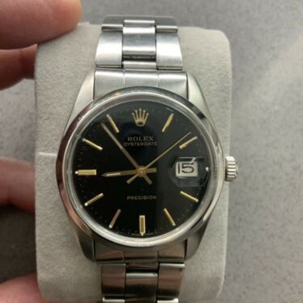 Rolex Oysterdate Precision 6694 Black Dial With Gold Accents Excellent ...