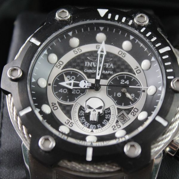 Invicta x Marvel Punisher Chronograph Watch Ref. 25983 Quartz Working ...