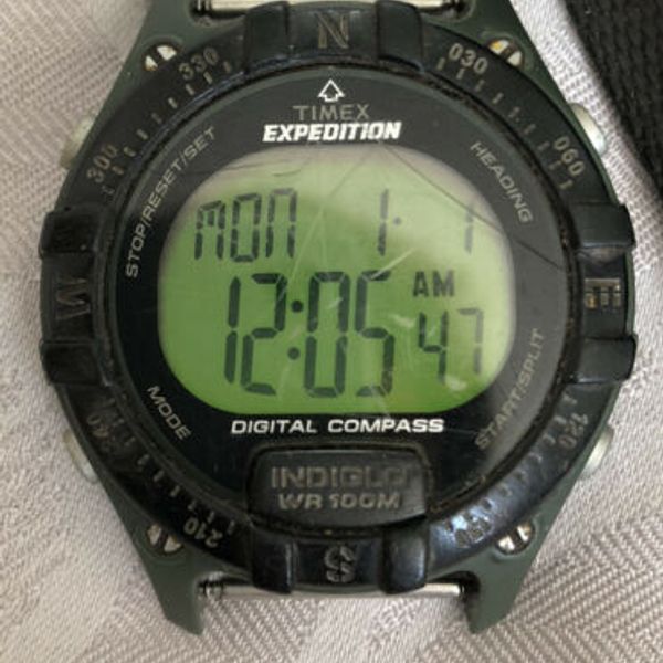 Mens Timex Expedition Digital Compass Indiglo Watch 865 TU New Battery ...