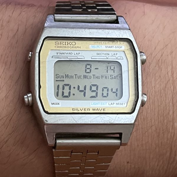 Rare Vintage Seiko Silver Wave A229-5020 Menâ s Digital Sports Watch ...