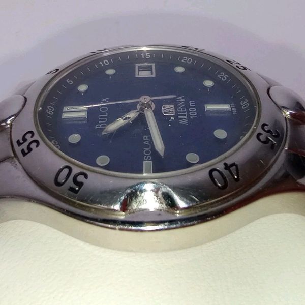 Bulova Millennia 100M Solar Quartz Men Watch Leather Strap ...