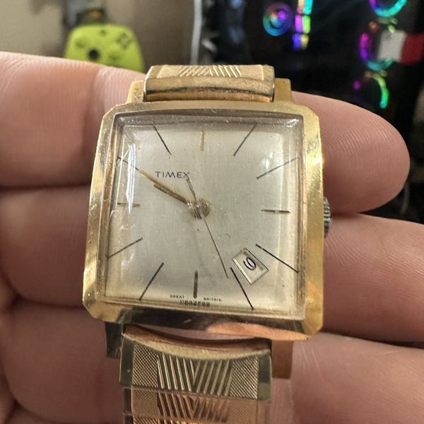 Vintage 1184 2568 Timex Calendar Watch 1968 Crosshair Dial Watch - As ...