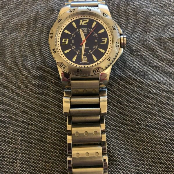 ESQ by MOVADO Swiss Stainless Steel Blue Bezel Silver Men's Watch E5370 ...