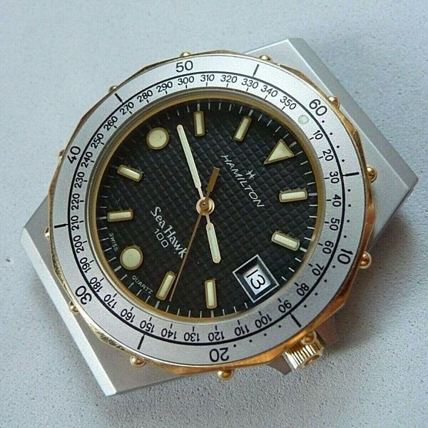 Men's vintage Hamilton wristwatch Sea Hawk 100 Nautical rotating bezel ...