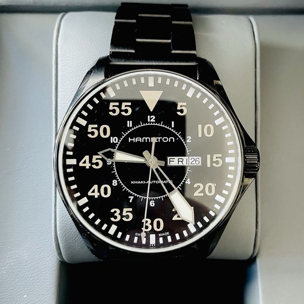 Hamilton Khaki King Aviation DAY/DATE Pilot 46MM Men's Black PVD Auto ...