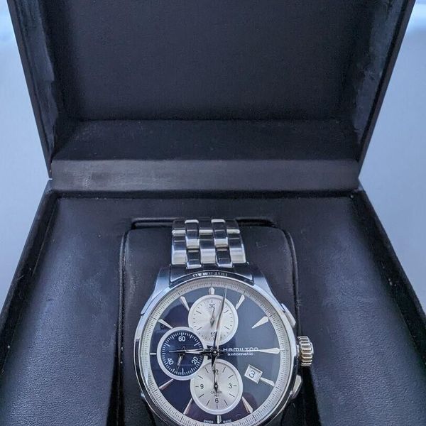 Hamilton Jazzmaster Blue Chronograph Automatic Wristwatch H325960 Men's ...