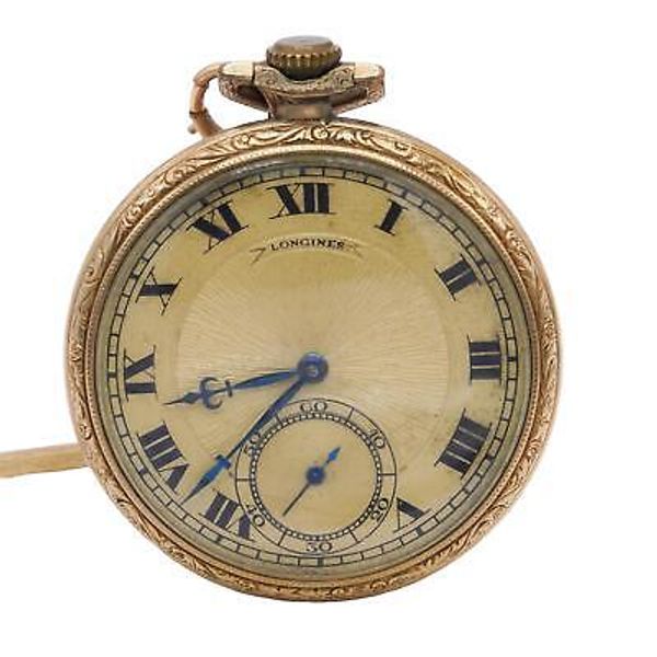 Longines 10k Gold Filled 15 Jewels Pocket Watch w/ fob - NOT RUNNING AS ...