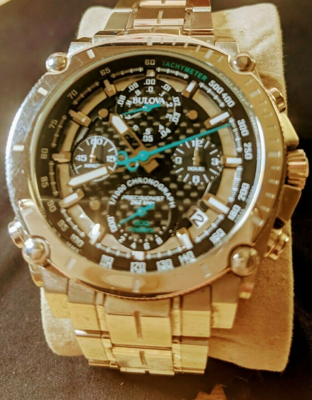 BULOVA 140th ANNIVERSARY PRECISIONIST CHRONOGRAPH CARBON DIAL MEN'S ...