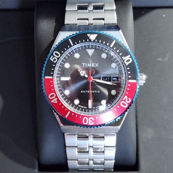 Timex M79 Automatic Day Date Pepsi Bezel | WatchCharts Marketplace