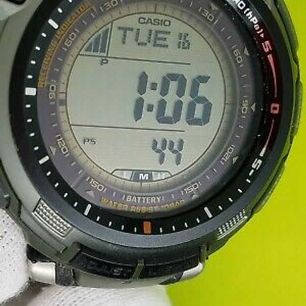 CASIO VINTAGE DIGITAL WATCH PRW-1300 PRO TREK MULTIBAND SOLAR WAVE BARO ...