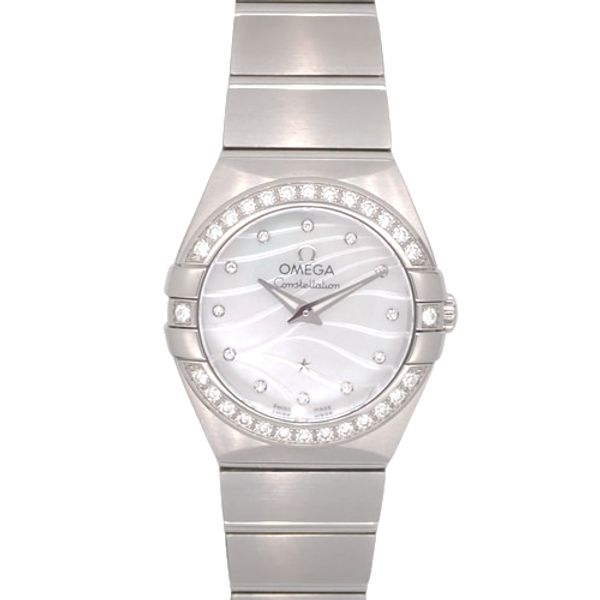 Omega Constellation Quartz Watch Bezel Diamond Stainless Steel SS Shell ...