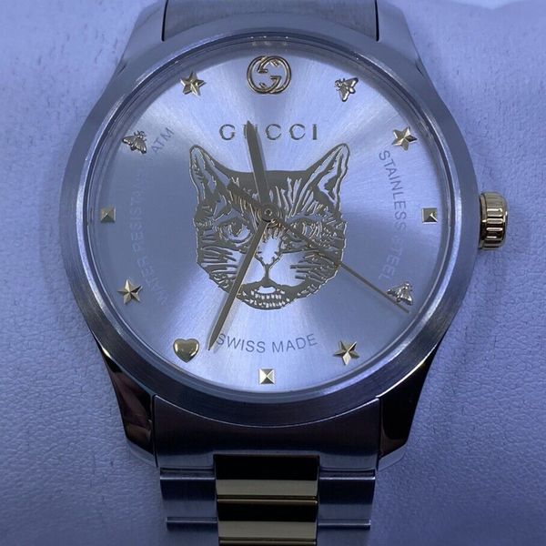 Gucci G-Timeless Silver Dial Two Tone Stainless Steel Ladies Watch ...