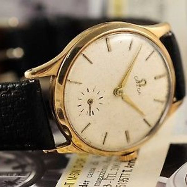 Vintage Omega 9K 375 Solid Gold Dennison case 266 Cal. 1956 England ...