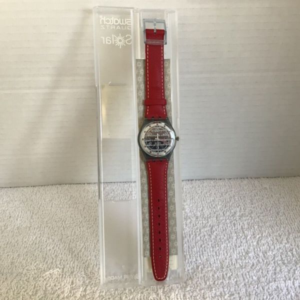Swatch Quartz Solar Watch SRN101 Ladies Red NOS | WatchCharts Marketplace