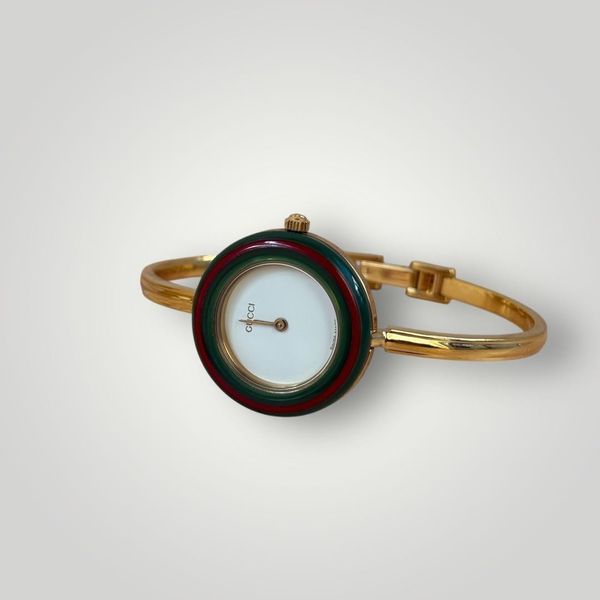 GUCCI Change Bezel 1 Color Sherry Line Gold Watch M Size Working Very ...