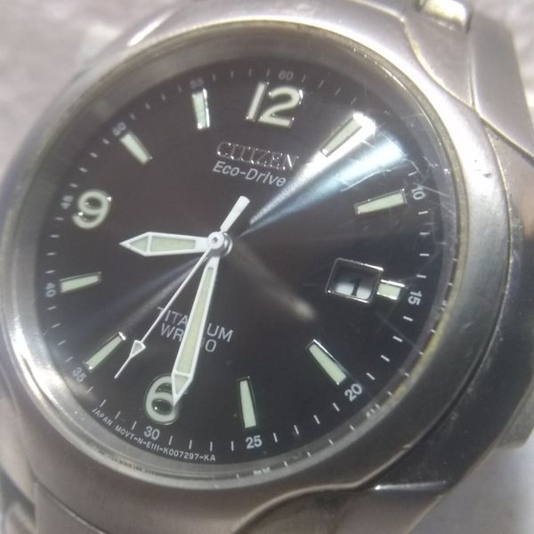 Citizen Eco-Drive Watch Titanium Men E111-K006368 Date Bracelet New Bat ...