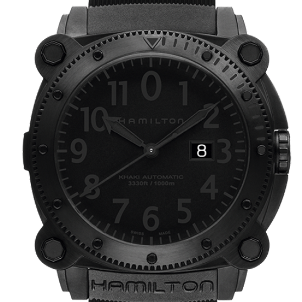 New Hamilton Khaki Navy Belowzero 1000M Auto Black Dial Men's Watch ...