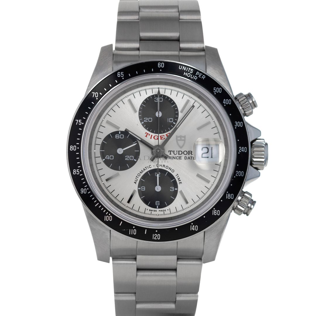 FS- Tudor 79260 B Prince Date Chronograph Silver Dial Black Sub Dials ...