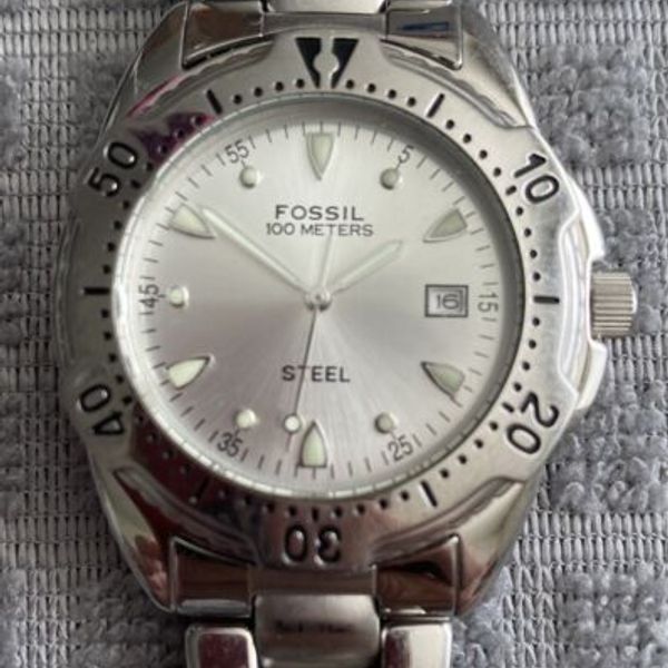 Fossil Steel FS2557 SS 100m Quartz Menâ s Watch New Battery ...