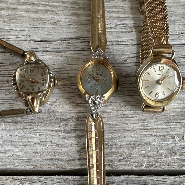 Antique Ladies 10K RGP Rolled gold Watch Lot helbros timex acme for ...