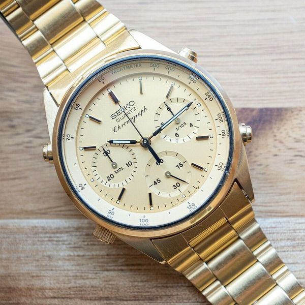 Seiko 7a28-7029 Vintage Quartz Chronograph - Gold - Excellent | WatchCharts Marketplace