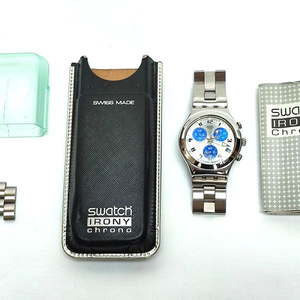 2002 SWATCH IRONY AG 2000 - BLUE SILVER CHRONOGRAPH BOXED & GREAT ...