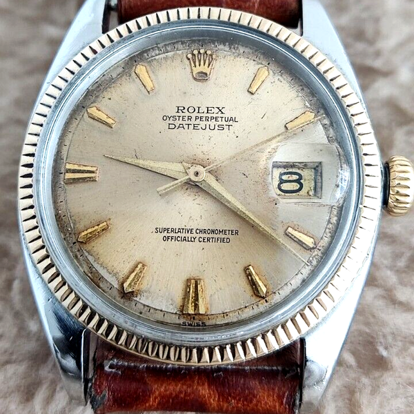 ROLEX Oyster Perpetual Datejust 1601 18K-SS Cal. 1560 BUTTERFLY Rotor ...