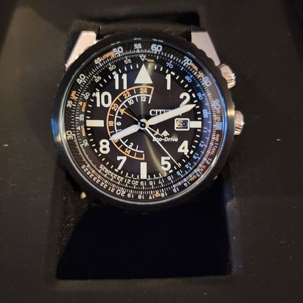 CITIZEN Eco-Drive PROMASTER AIR Black Leather Men's Watch BJ7137-07E ...