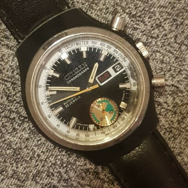 Vtg Citizen BLS 8100 67-9577 Japan 23J Kanji Day/Date Chrono Tachymeter ...